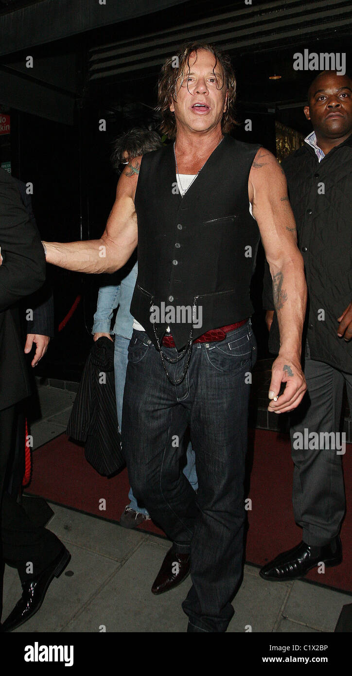 American actor Mickey Rourke leaves Stringfellows lapdancing club at 4 ...