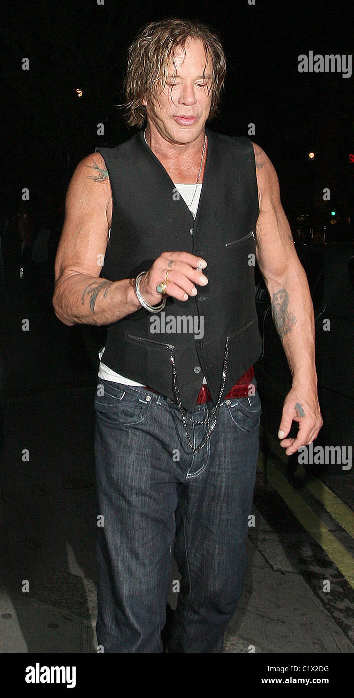American actor Mickey Rourke leaves Stringfellows lapdancing club at 4 ...