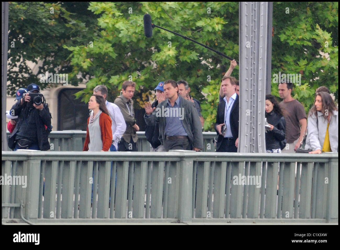 Leonardo DiCaprio and Ellen Paige filming on location at the pont de ...