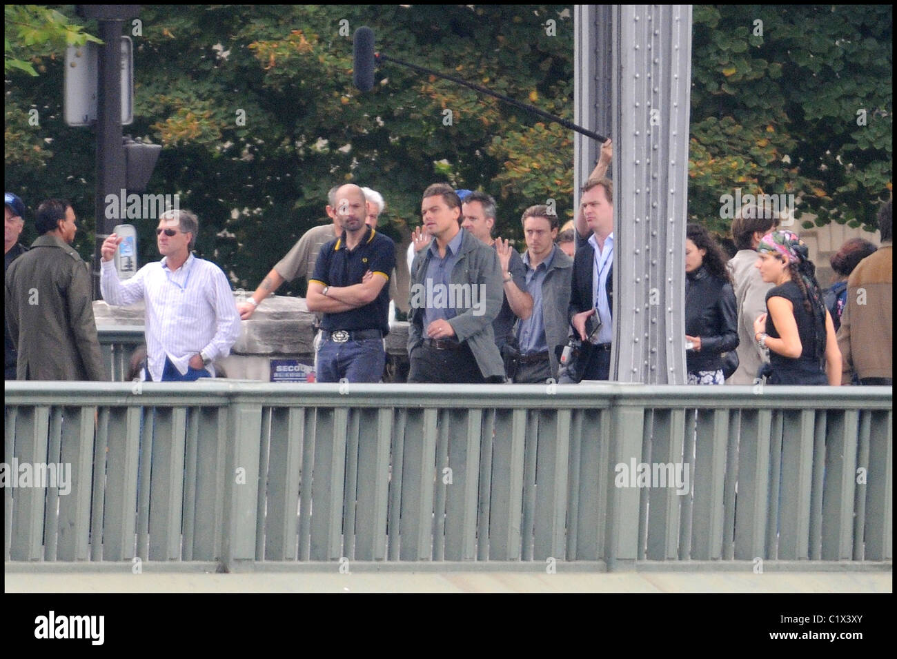 Leonardo DiCaprio and Ellen Paige filming on location at the pont de ...