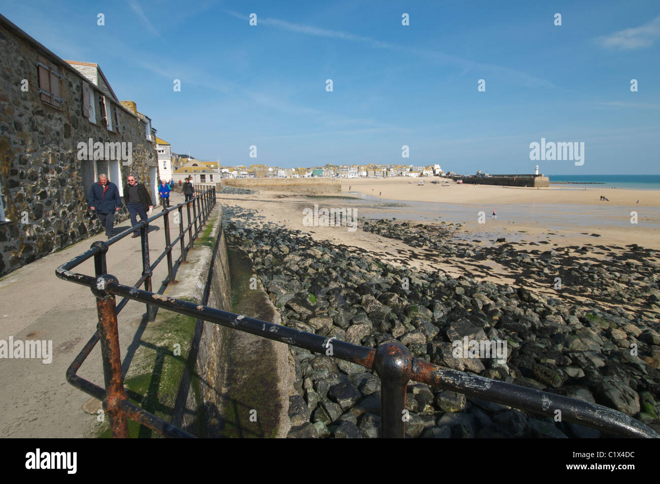 St Ives bay and breakwater in spring sunshine Stock Photo - Alamy