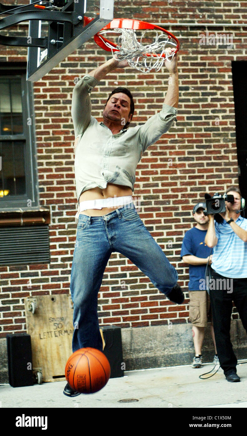 Mark Odgers performs an extreme slam dunk outside the Ed Sullivan ...