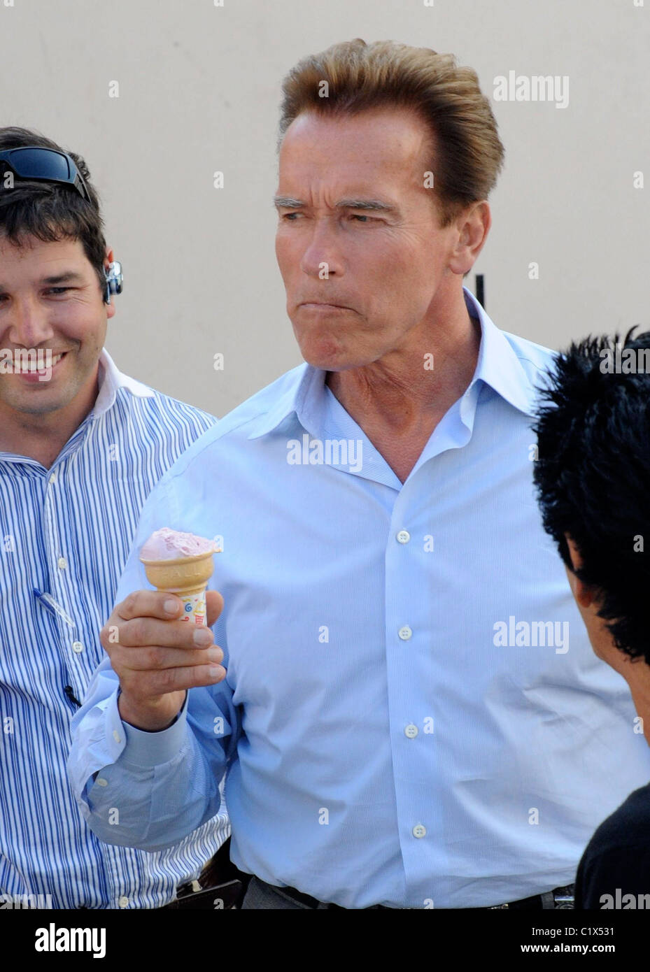 Governor of California Arnold Schwarzenegger makes his way home after ...