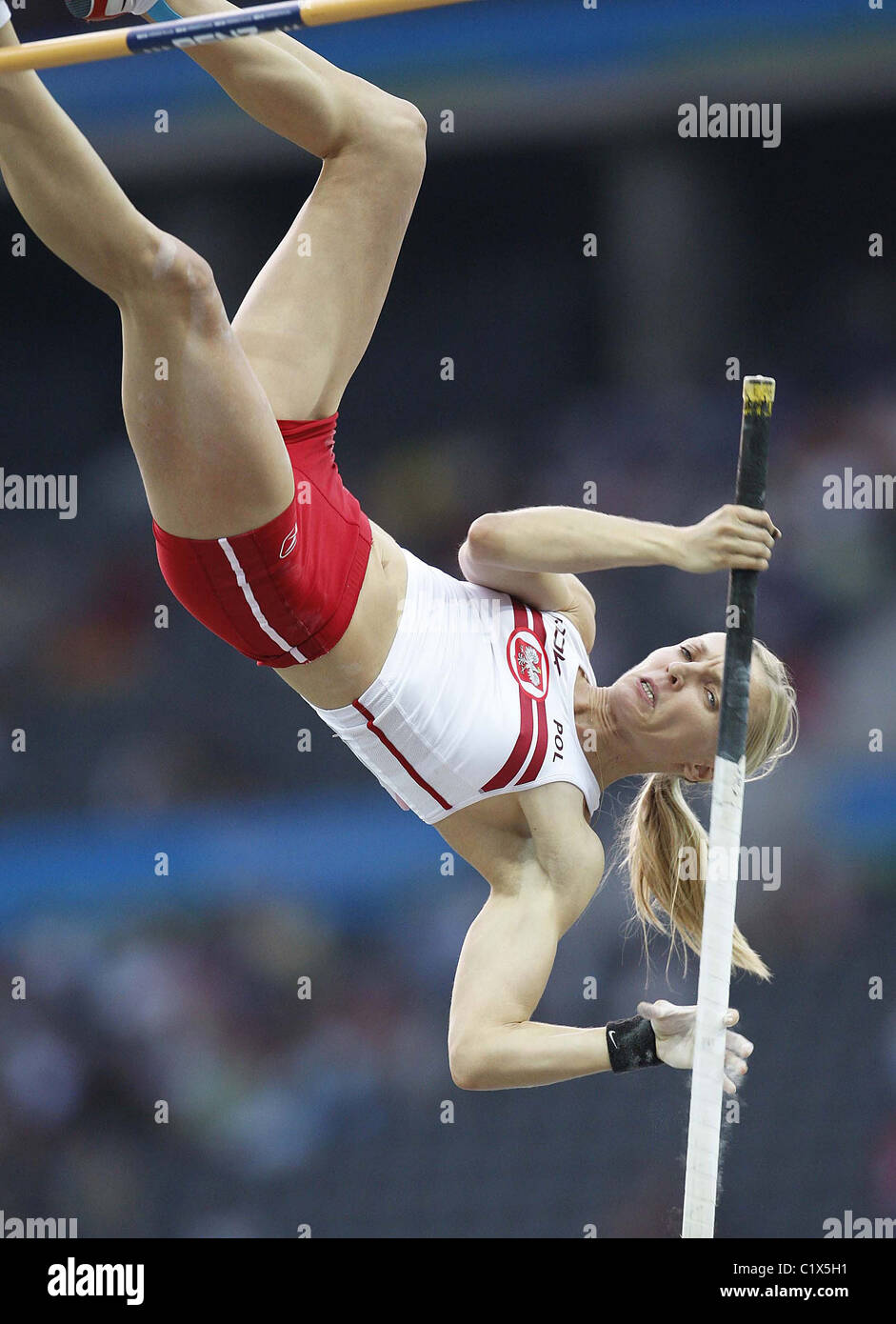 Anna Rogowska of Poland competing in the Pole Vault, 18 August 2009, at ...