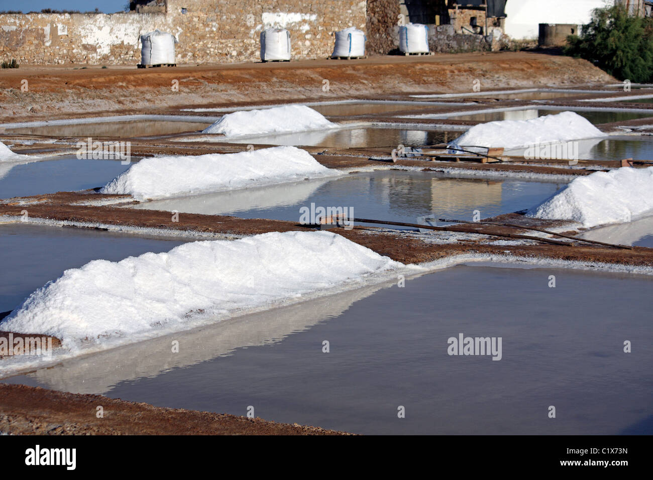 Many piles of salt, on a saline exploration site Stock Photo - Alamy