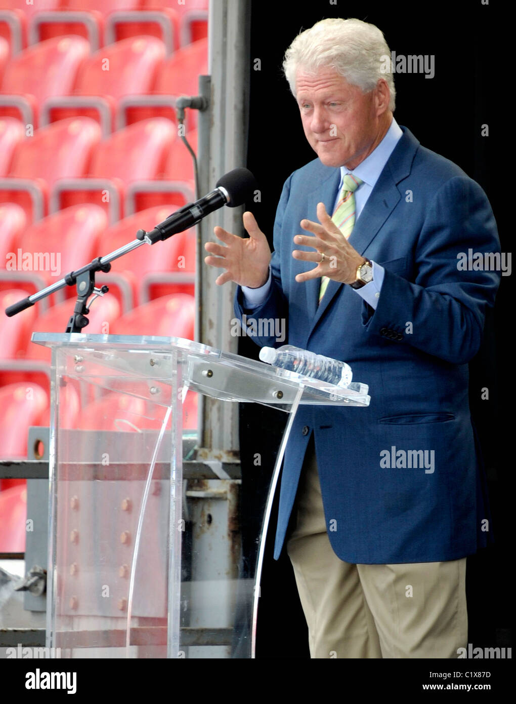 Former US President Bill Clinton speaks at the Canadian National Exhibition. Toronto, Canada ...