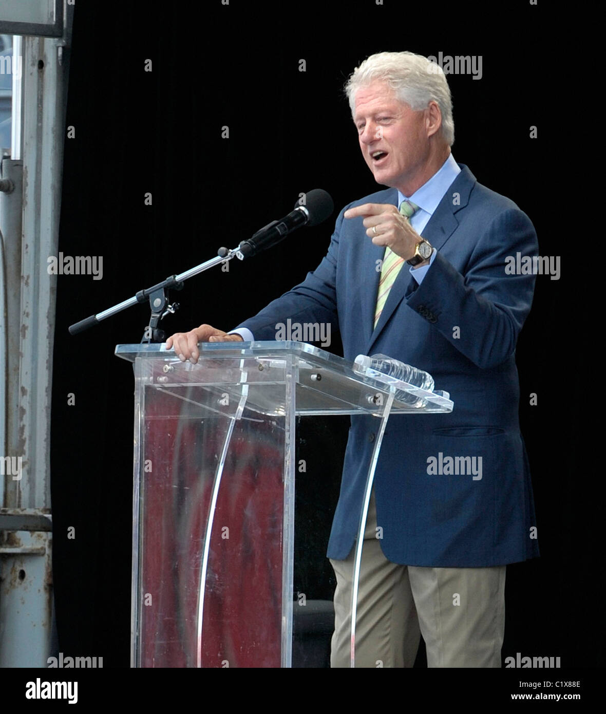 Former US President Bill Clinton speaks at the Canadian National Exhibition. Toronto, Canada ...