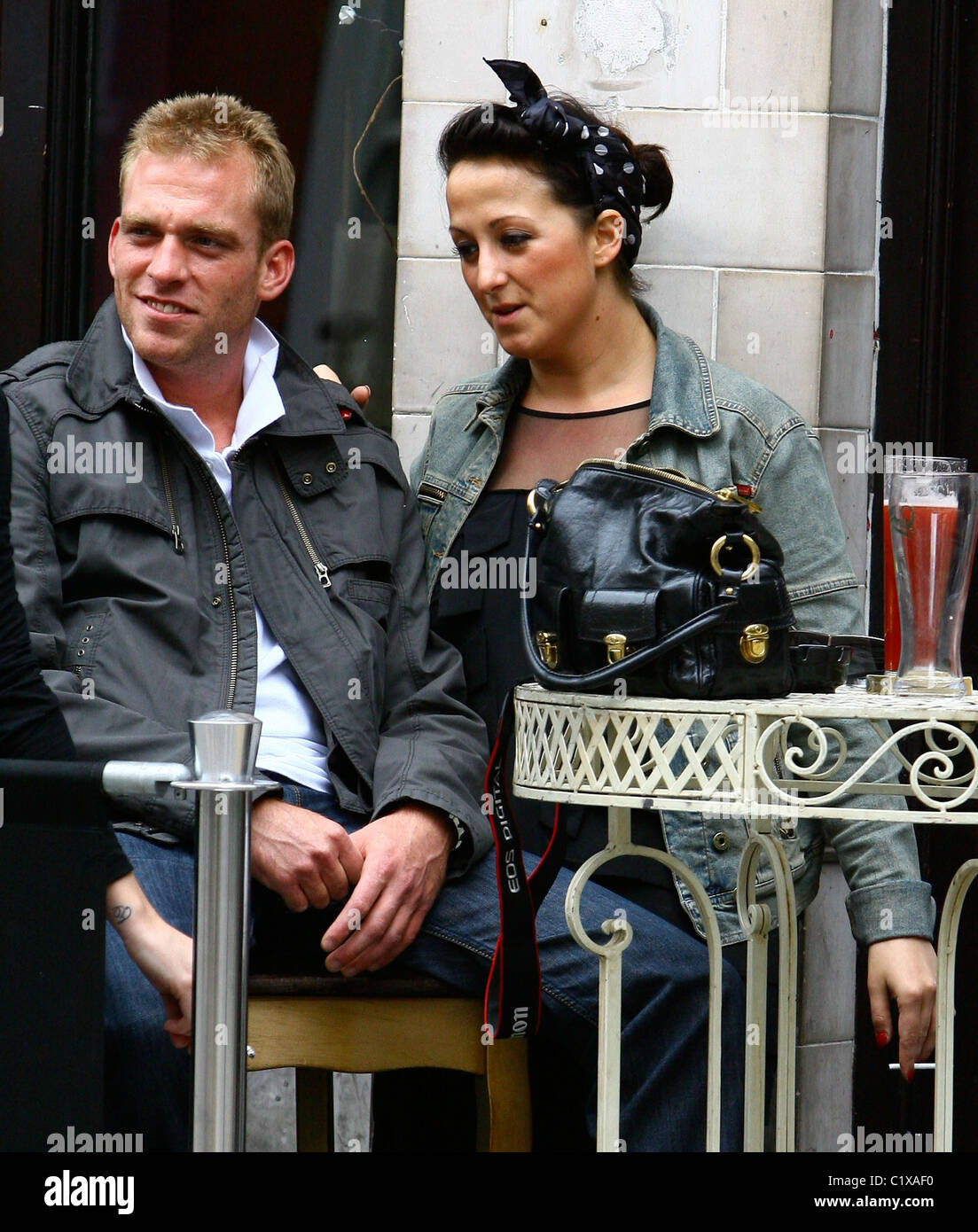 Natalie Cassidy and boyfriend Ben Porter stop at a bar for some drinks ...