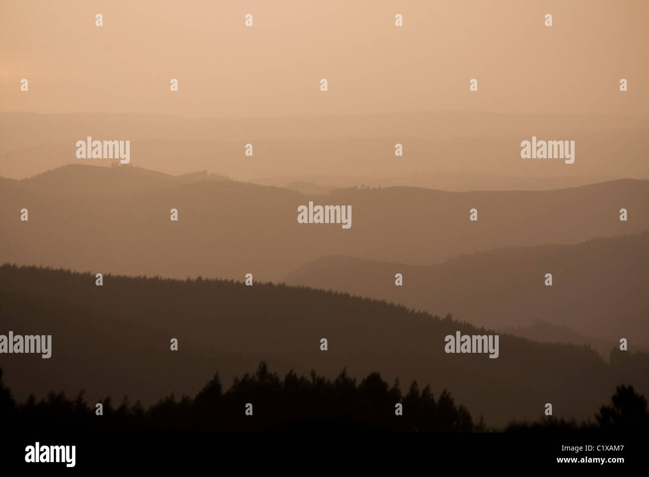 View of a line of gradient mountain range on Portugal Stock Photo - Alamy