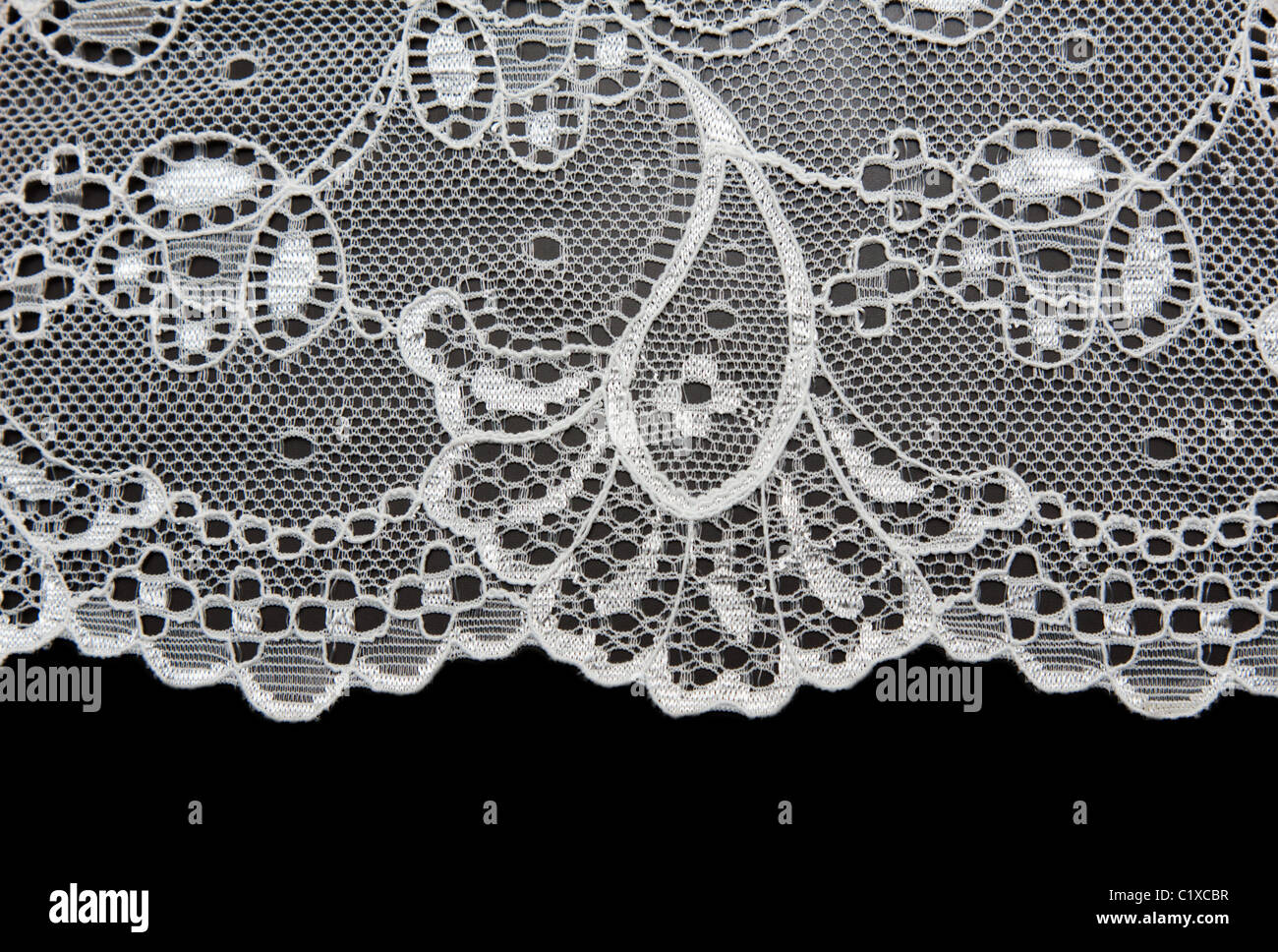 White ace with pattern with form flower on black background Stock Photo ...