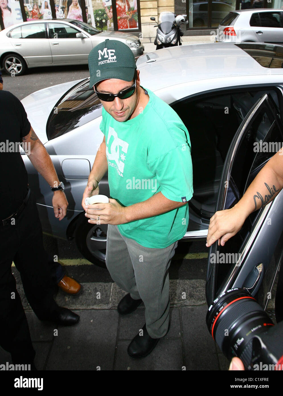 Adam Sandler arriving at the Radio One studios London, England - 24.08. ...
