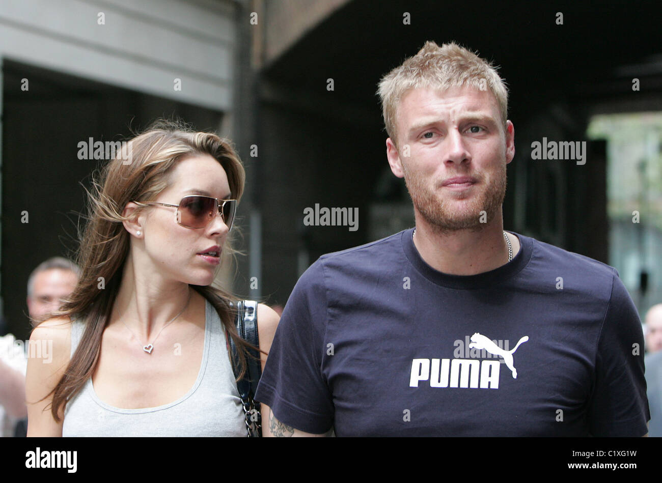 Andrew Flintoff and wife Rachel leaving Starbucks and heading back to ...