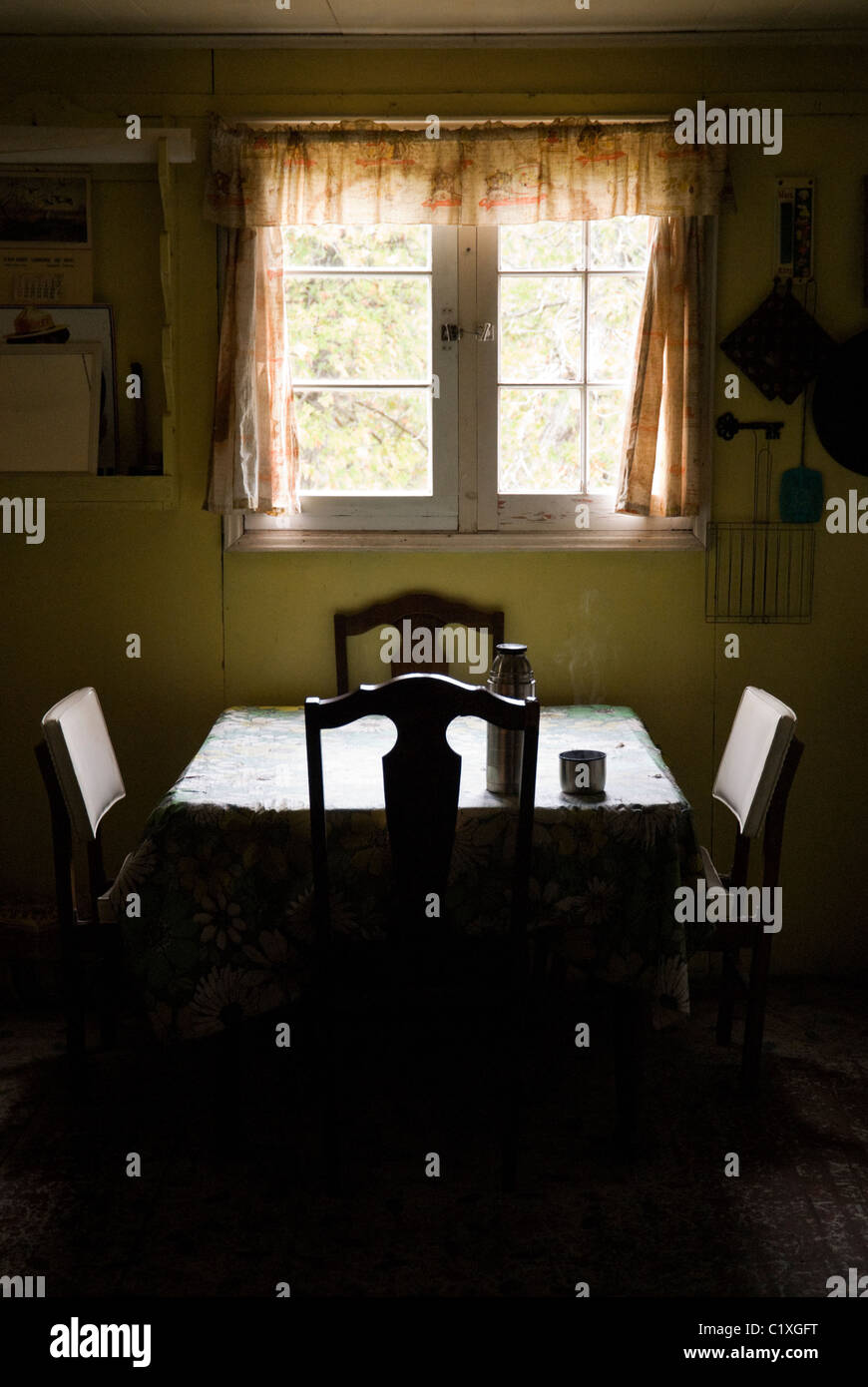 The interior of a traditional Canadian cottage (or summer home) with a ...