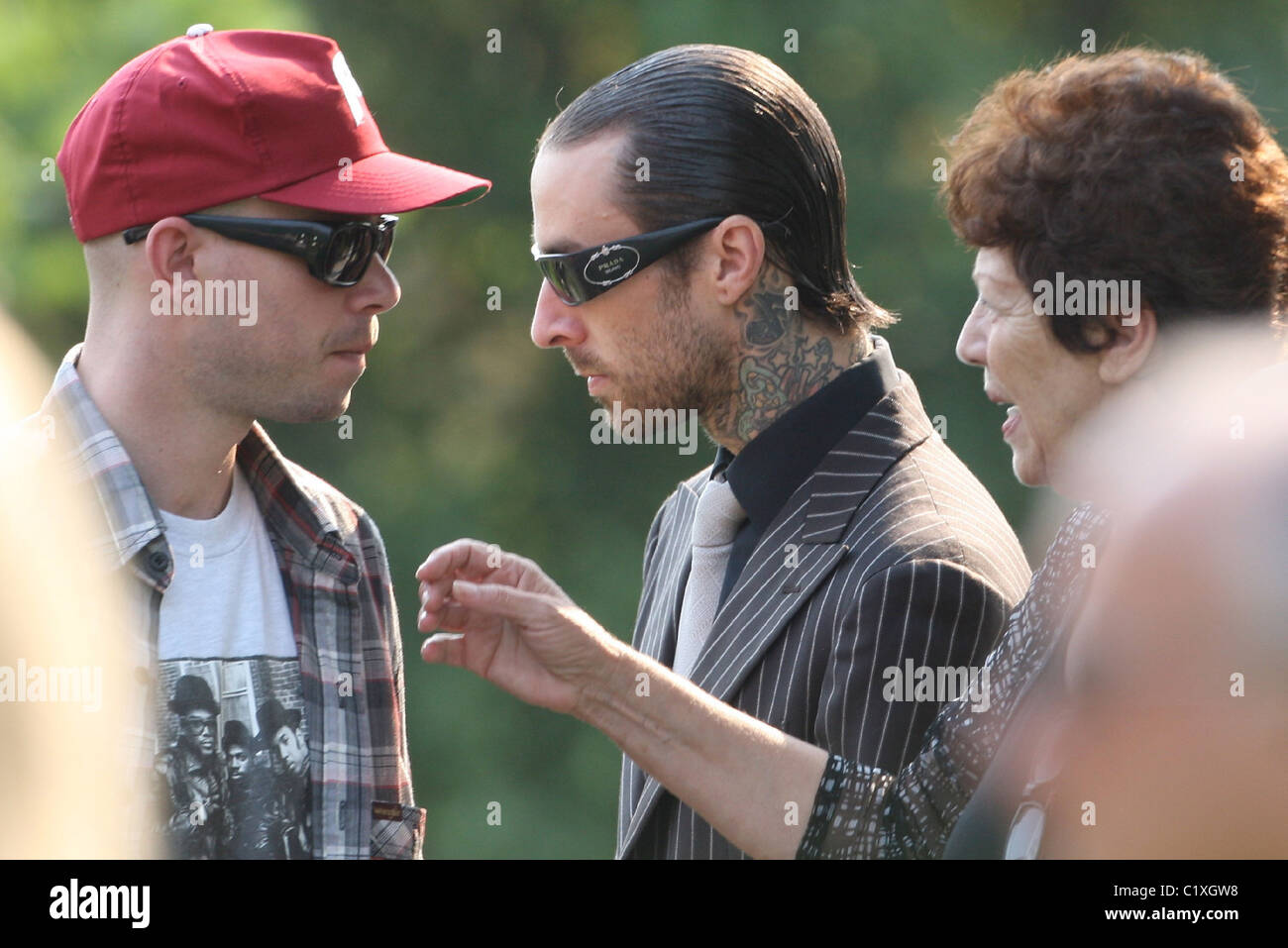 Musician Travis Barker, gather at the funeral of DJ AM aka Adam ...