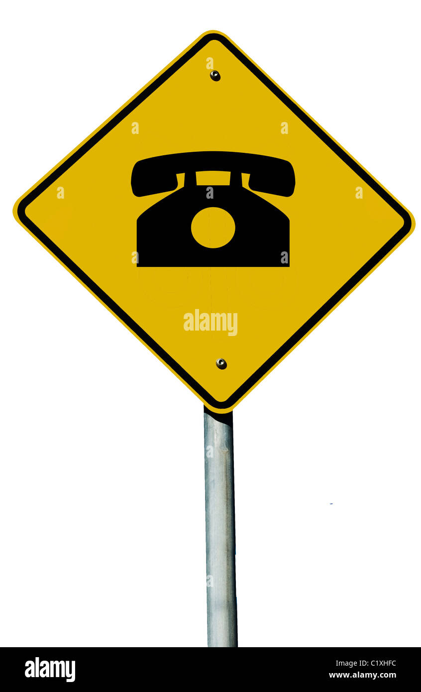 A telephone sign isolated on a plain white background Stock Photo - Alamy
