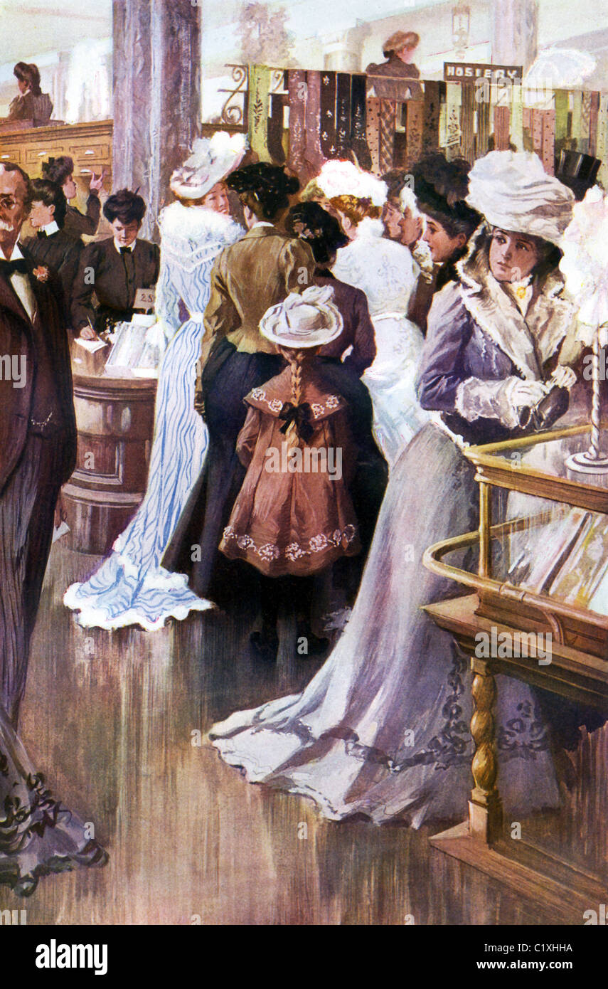 This 1903 illustration by C.M. Relyea shows a hosiery (stocking ...