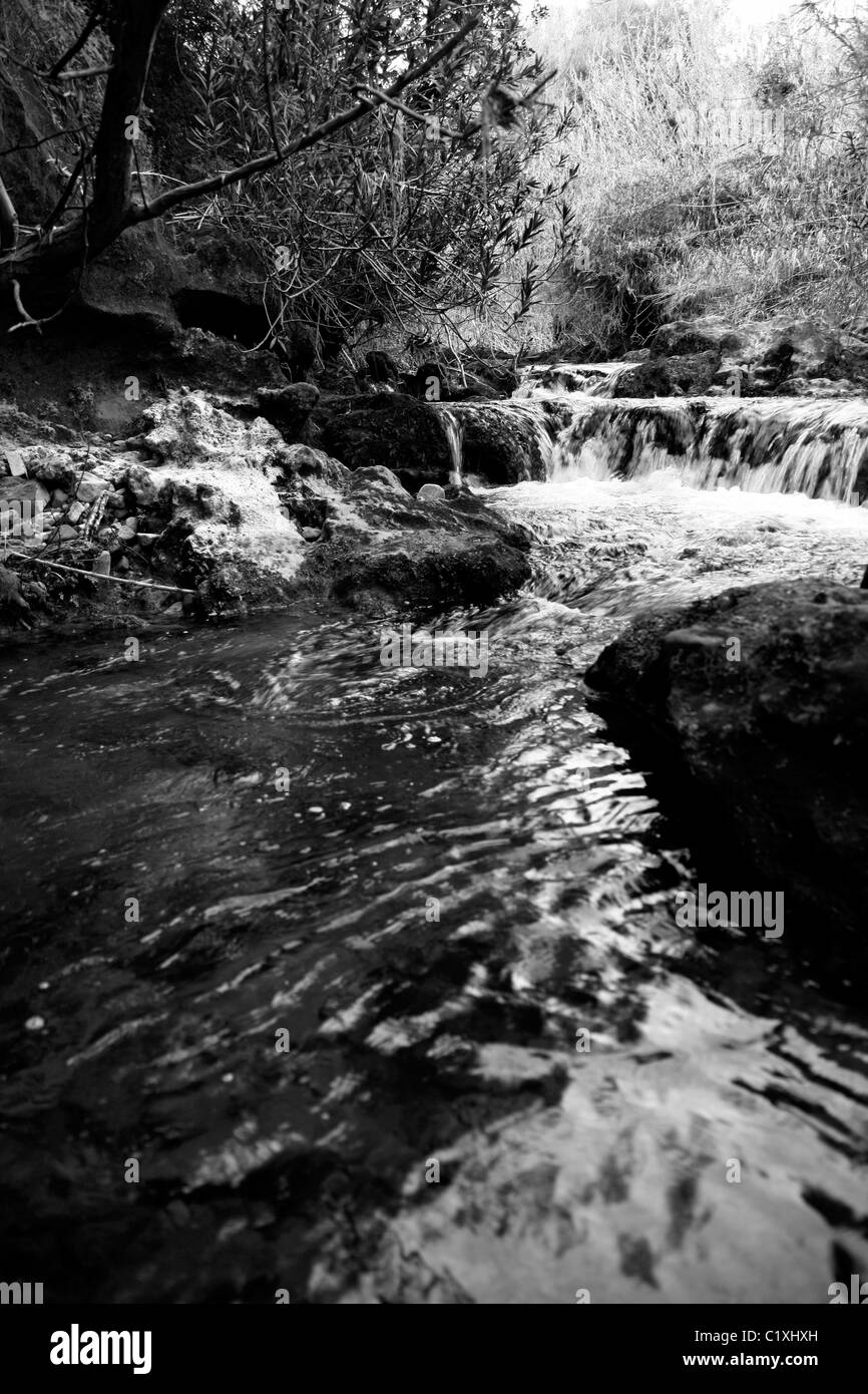 View of a small flowing stream of fresh water on the mountains Stock ...