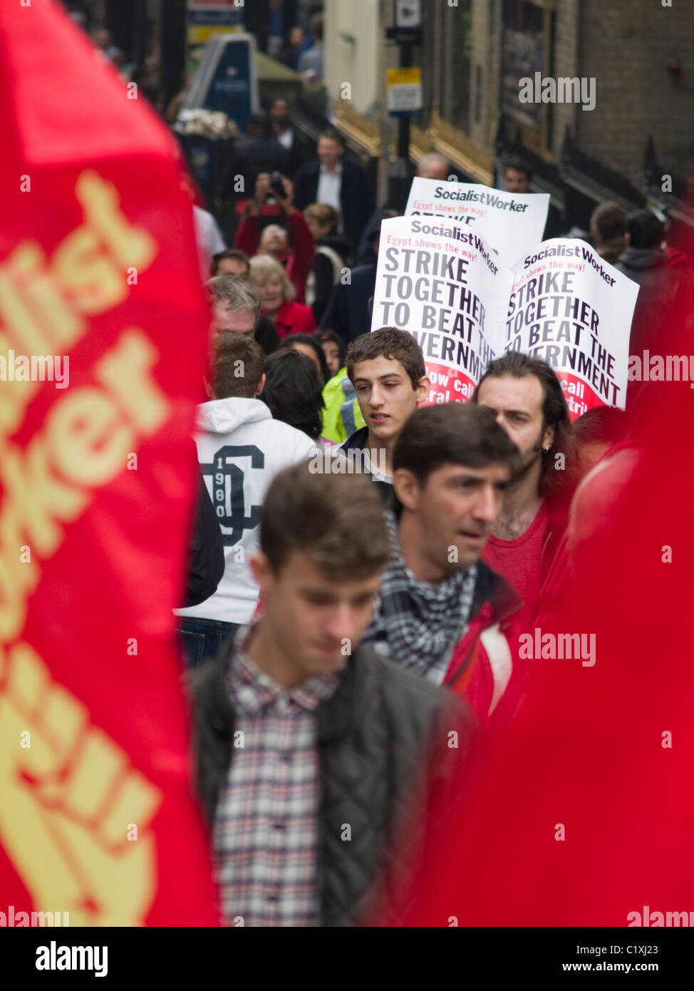 Protesters on the TUC anti public spending cuts protest 26th March 2011 ...