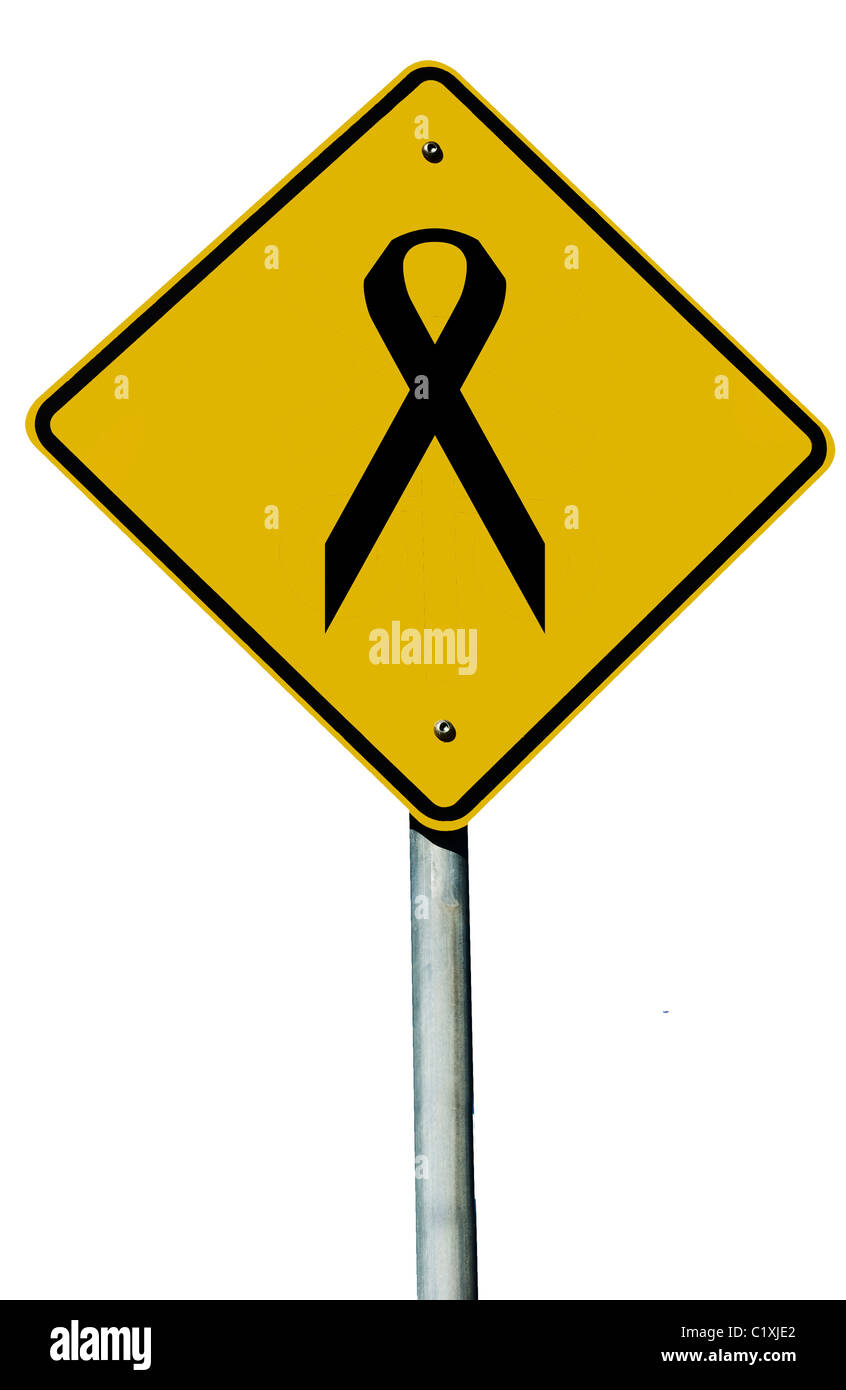 A ribbon sign isolated on a plain white background Stock Photo - Alamy