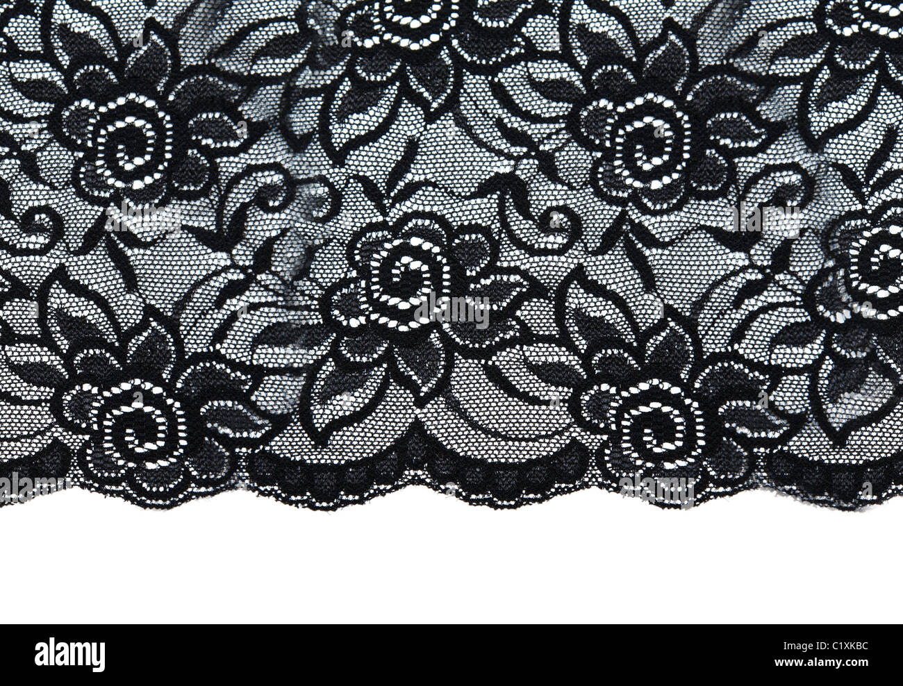 Black lace with pattern with form flower on white background Stock ...