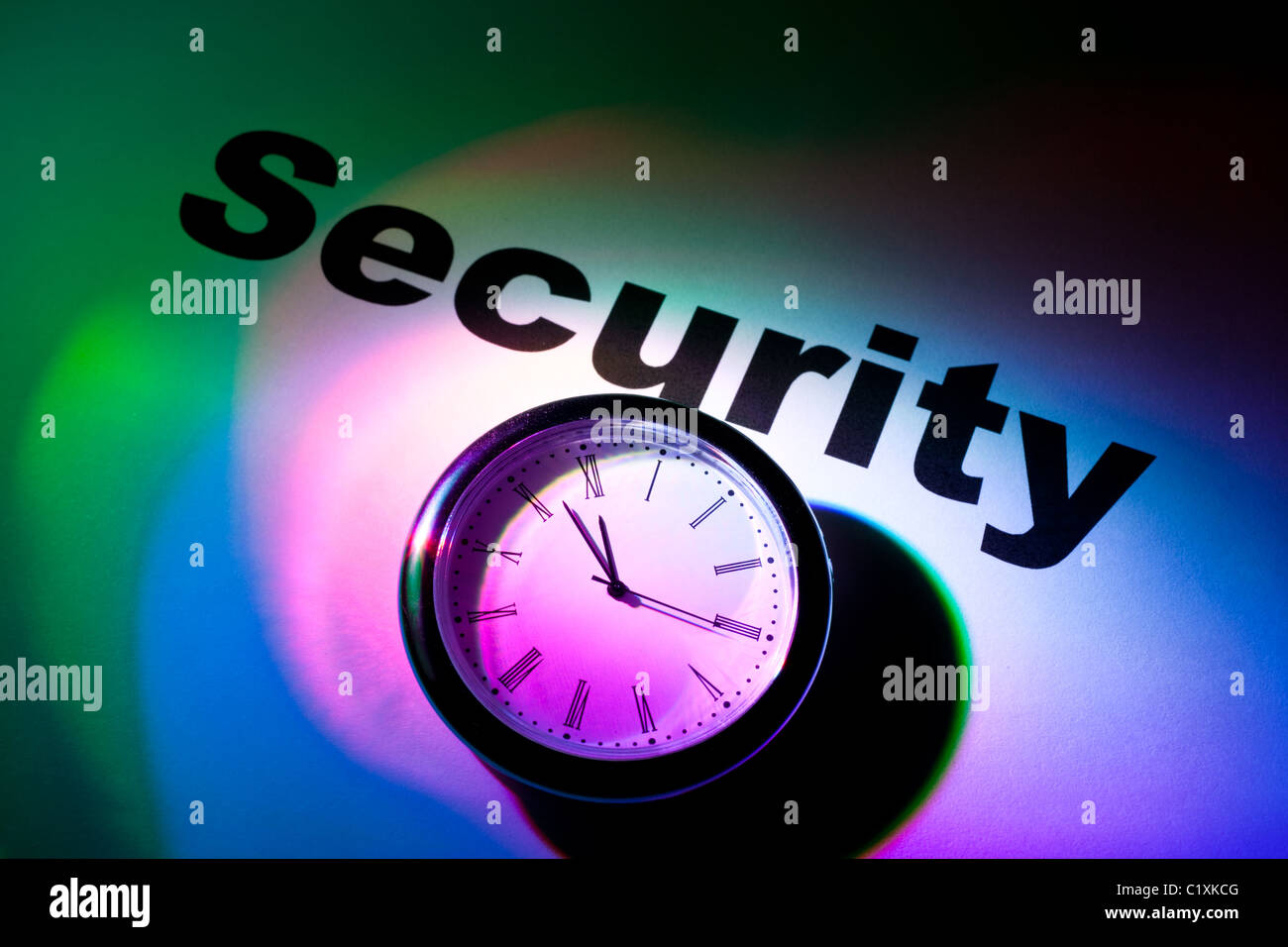 Clock and word of Security for background Stock Photo - Alamy