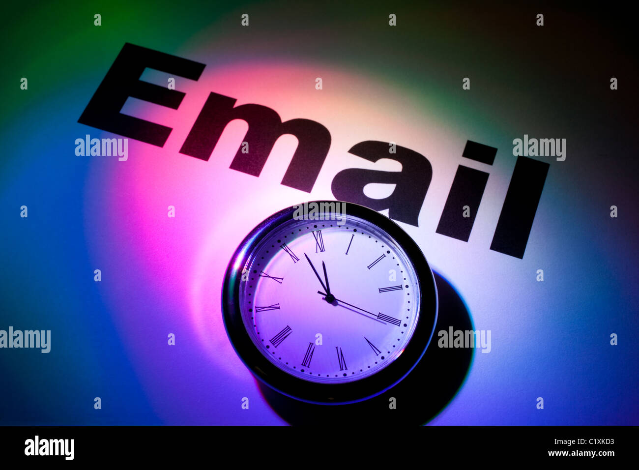 Clock and word of E-Mail for background Stock Photo - Alamy