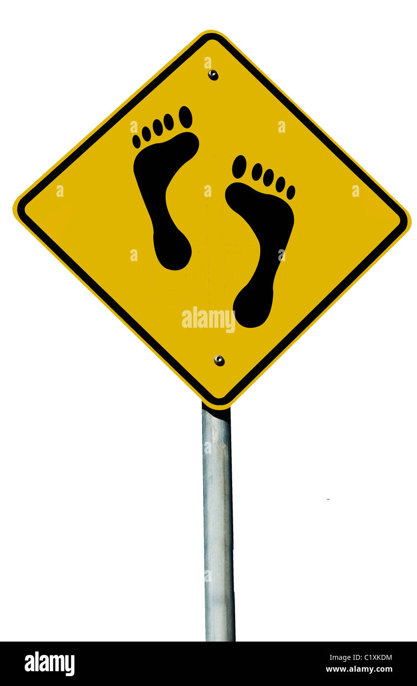 Footprints on a sign isolated on a plain white background Stock Photo ...