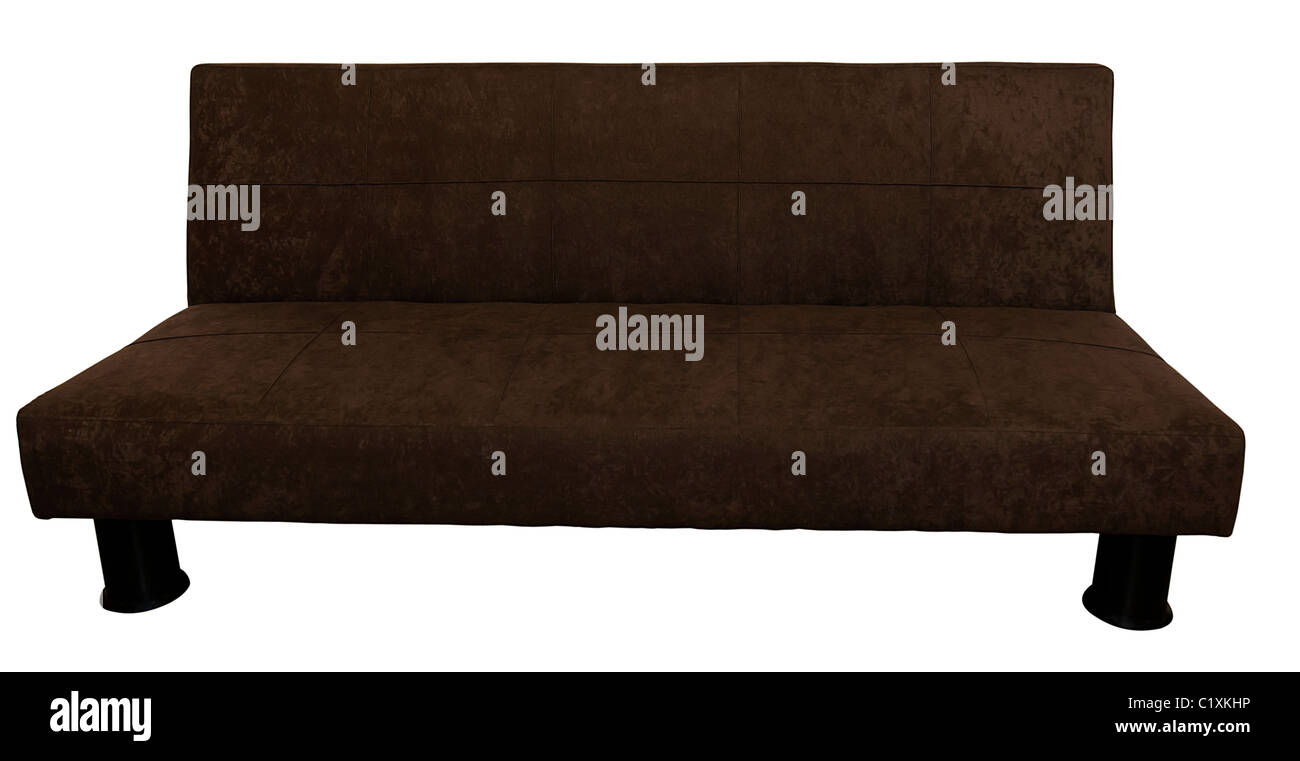 A brown suede Futon isolated on white Stock Photo - Alamy