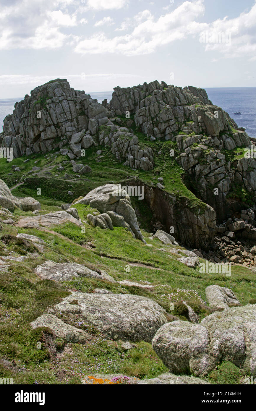 Logan Rock, North Cornwall Coast Path, Near Land's End, Cornwall, UK ...