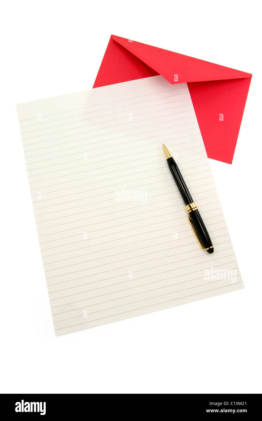 letter paper and red envelope, communication concept Stock Photo - Alamy