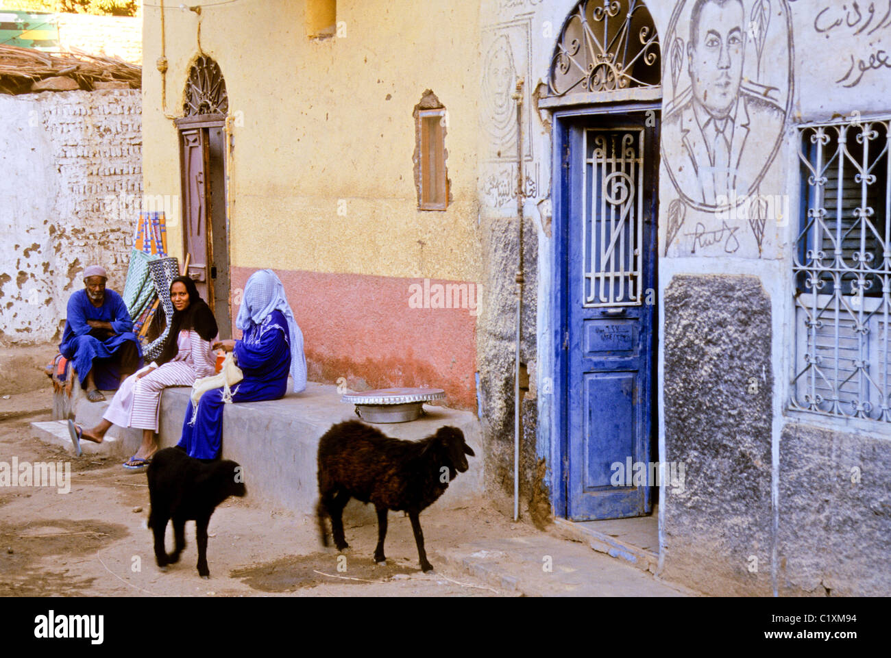 Nubian home and people on Elephantine Island, Aswan, Egypt Stock Photo ...
