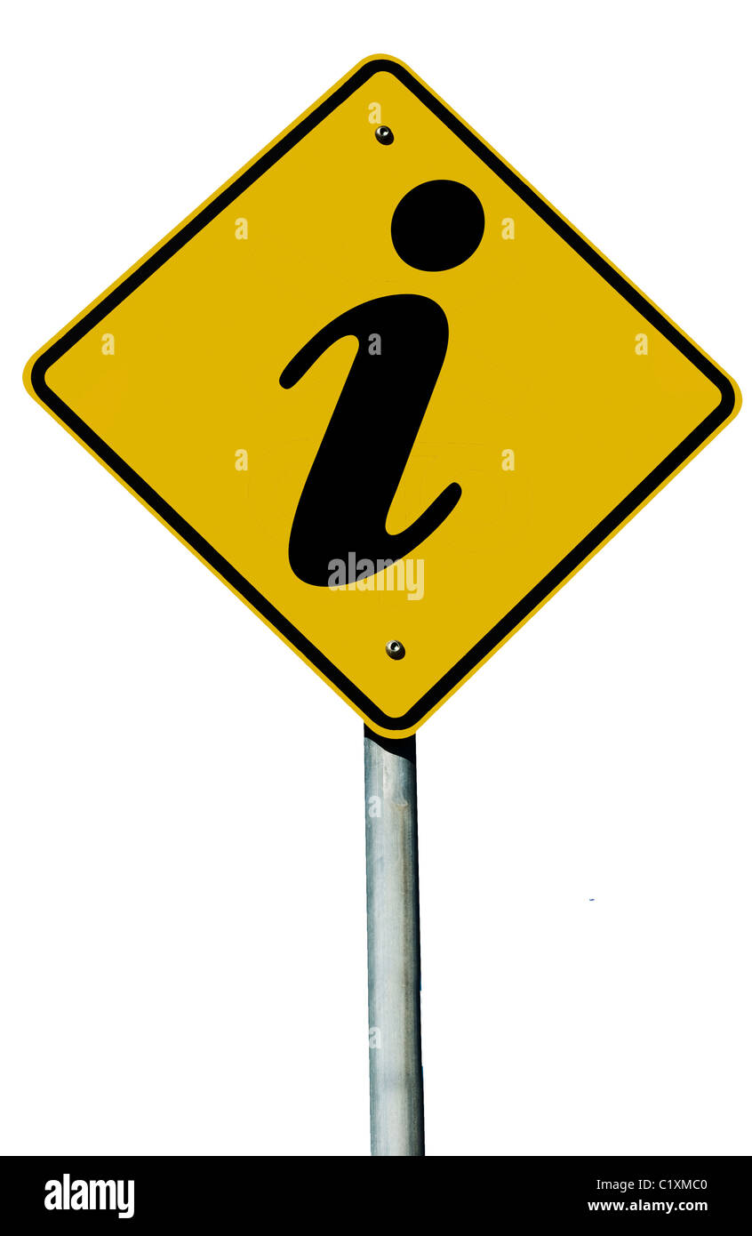 An information sign isolated on a plain white background Stock Photo ...