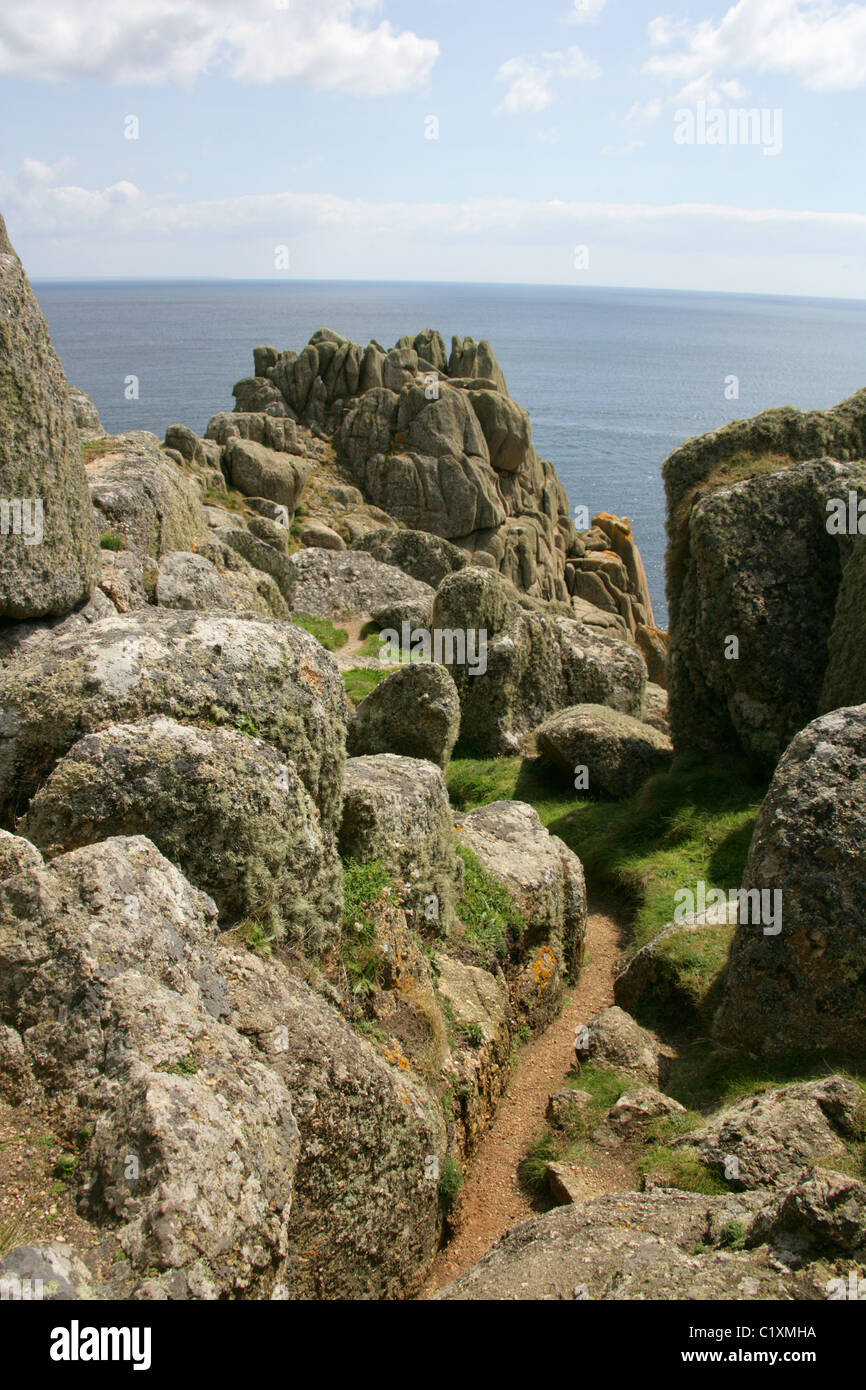 Logan Rock, North Cornwall Coast Path, Near Land's End, Cornwall, UK ...