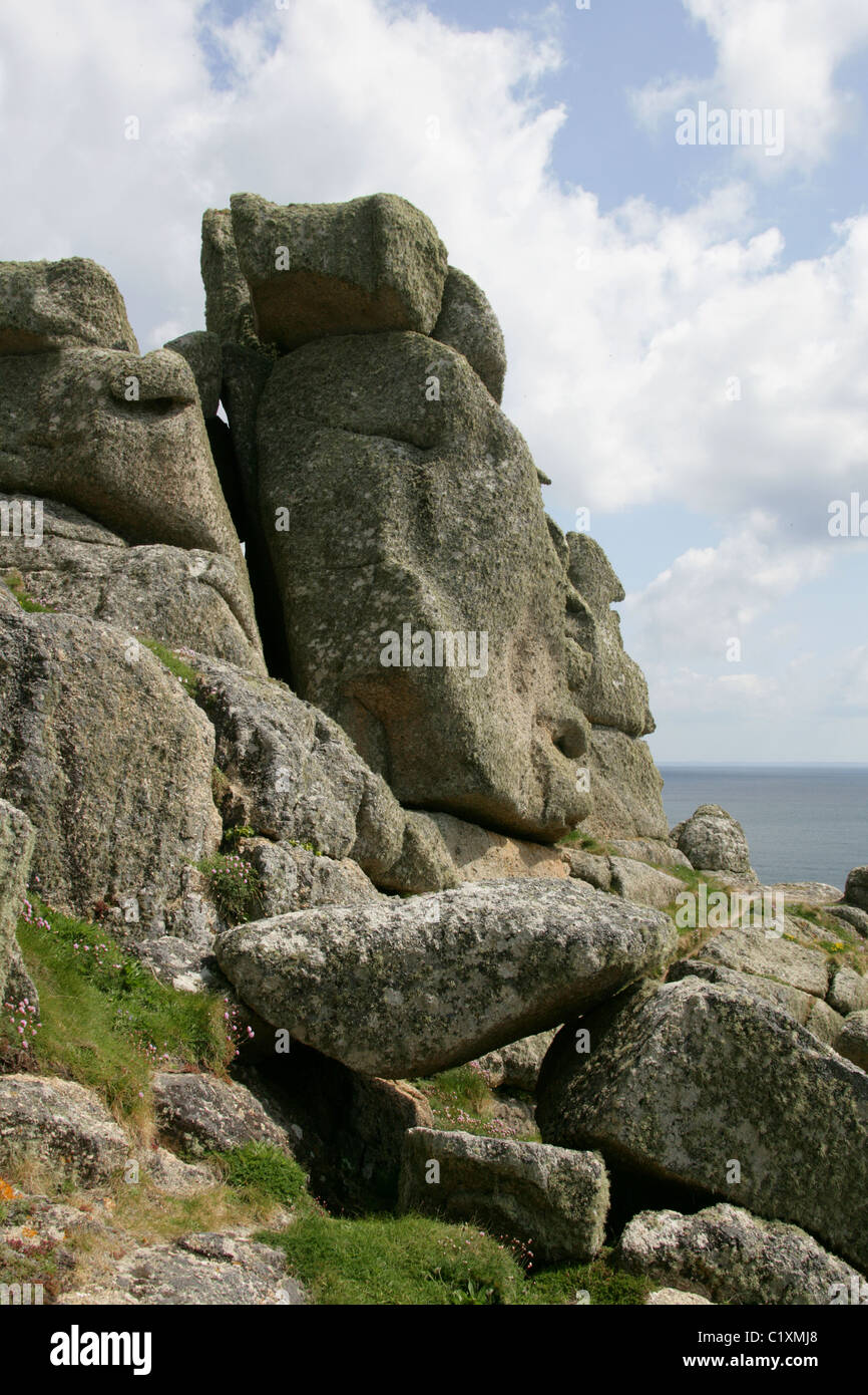 Logan Rock, North Cornwall Coast Path, Near Land's End, Cornwall, UK ...