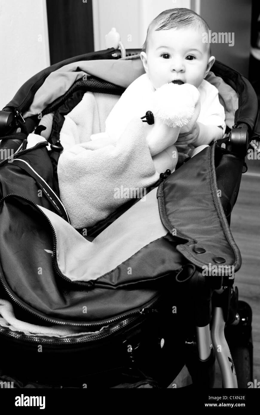 Baby in pram Black and White Stock Photos & Images - Alamy