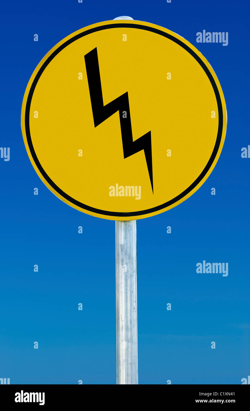 Warning sign electricity lightning bolt hi-res stock photography and ...