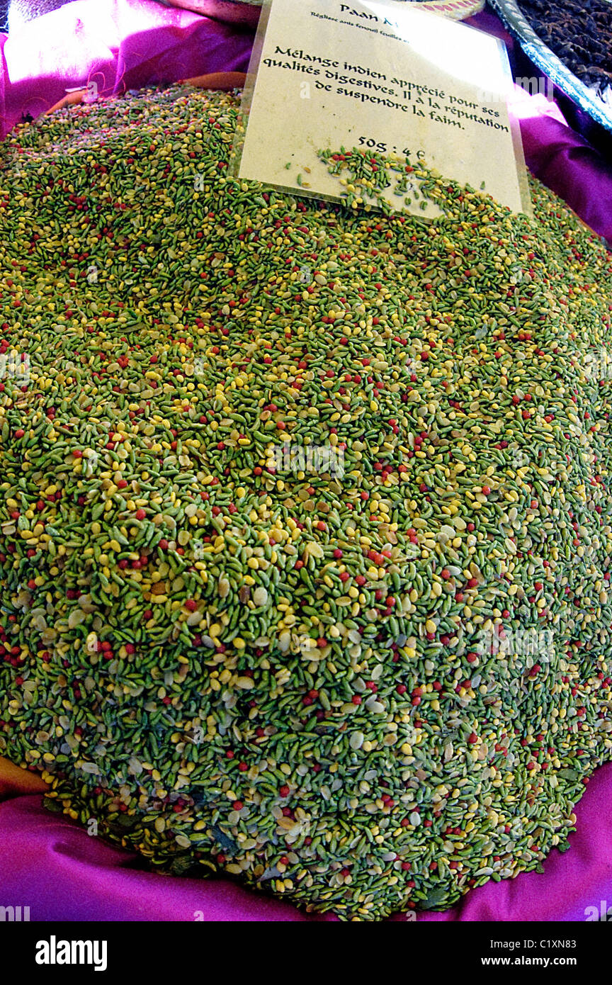 PARIS, France - Close up, Outdoor French Food Market, Dried Herbs ...