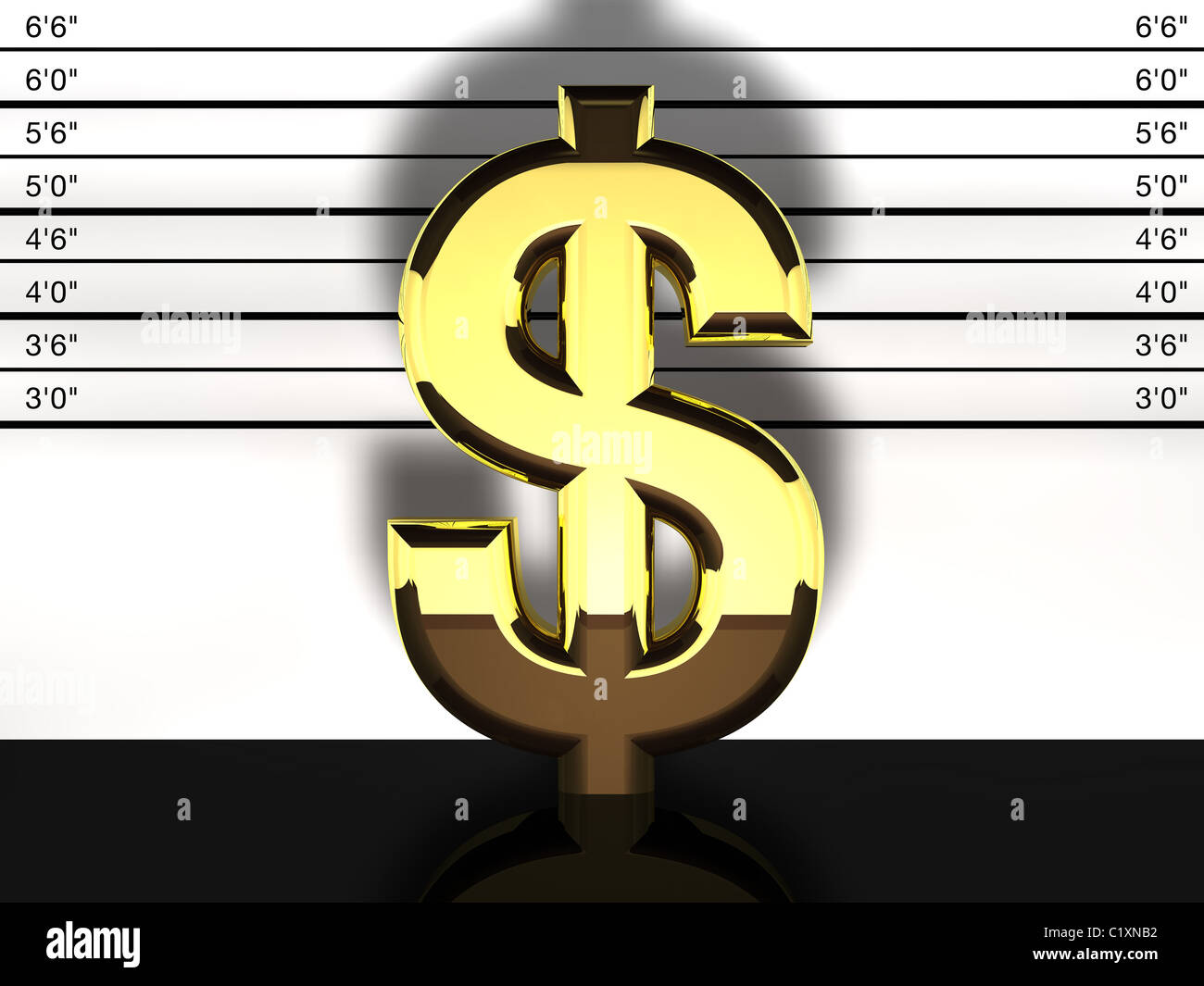 Dollar sign mug shot, financial fraud and speculation Stock Photo - Alamy
