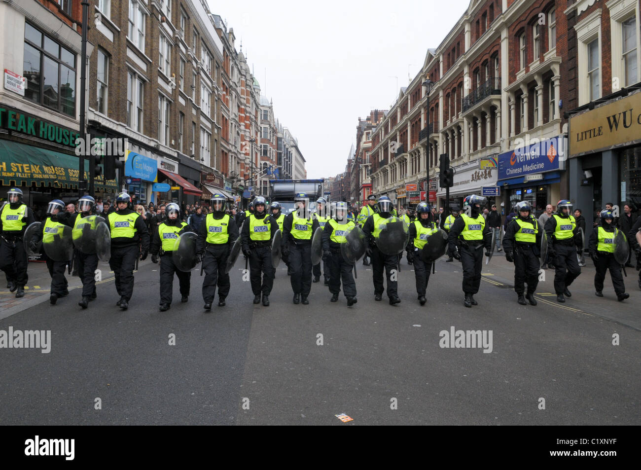 UK riot police and protesters Stock Photo - Alamy