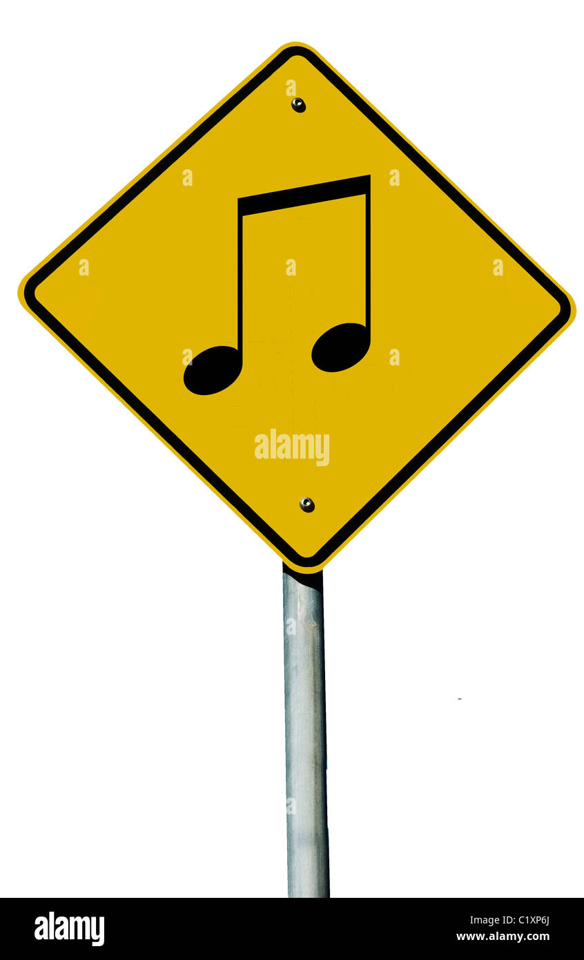 A Musical note sign isolated on a plain white background Stock Photo ...