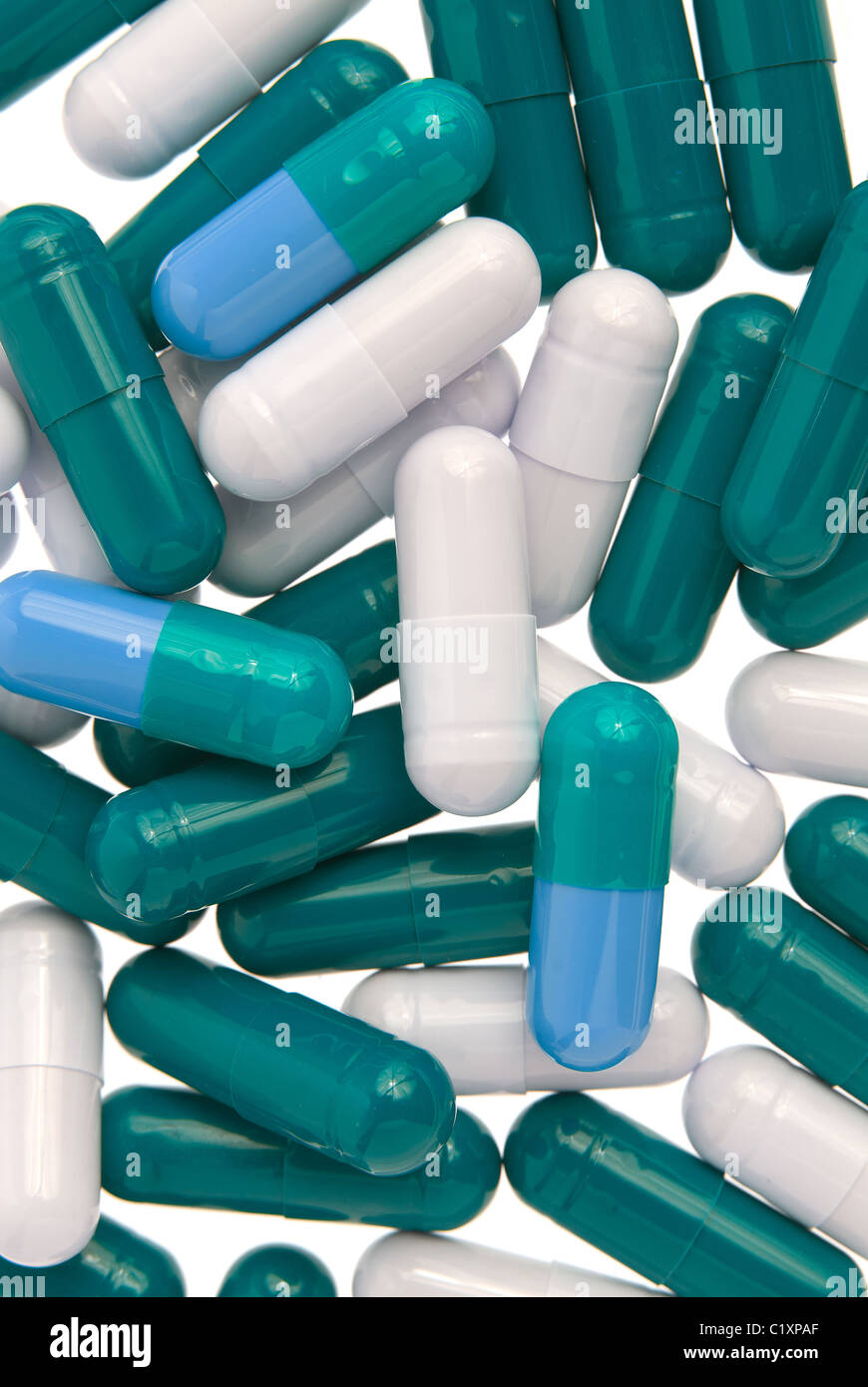 Close-up medical multicolored pills isolated on white background Stock ...