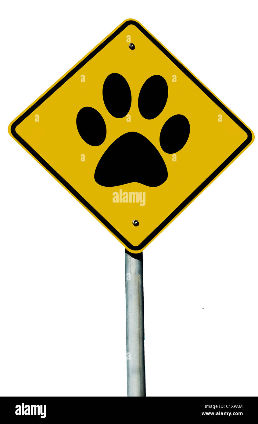 Paw Print sign isolated on a plain white background Stock Photo - Alamy