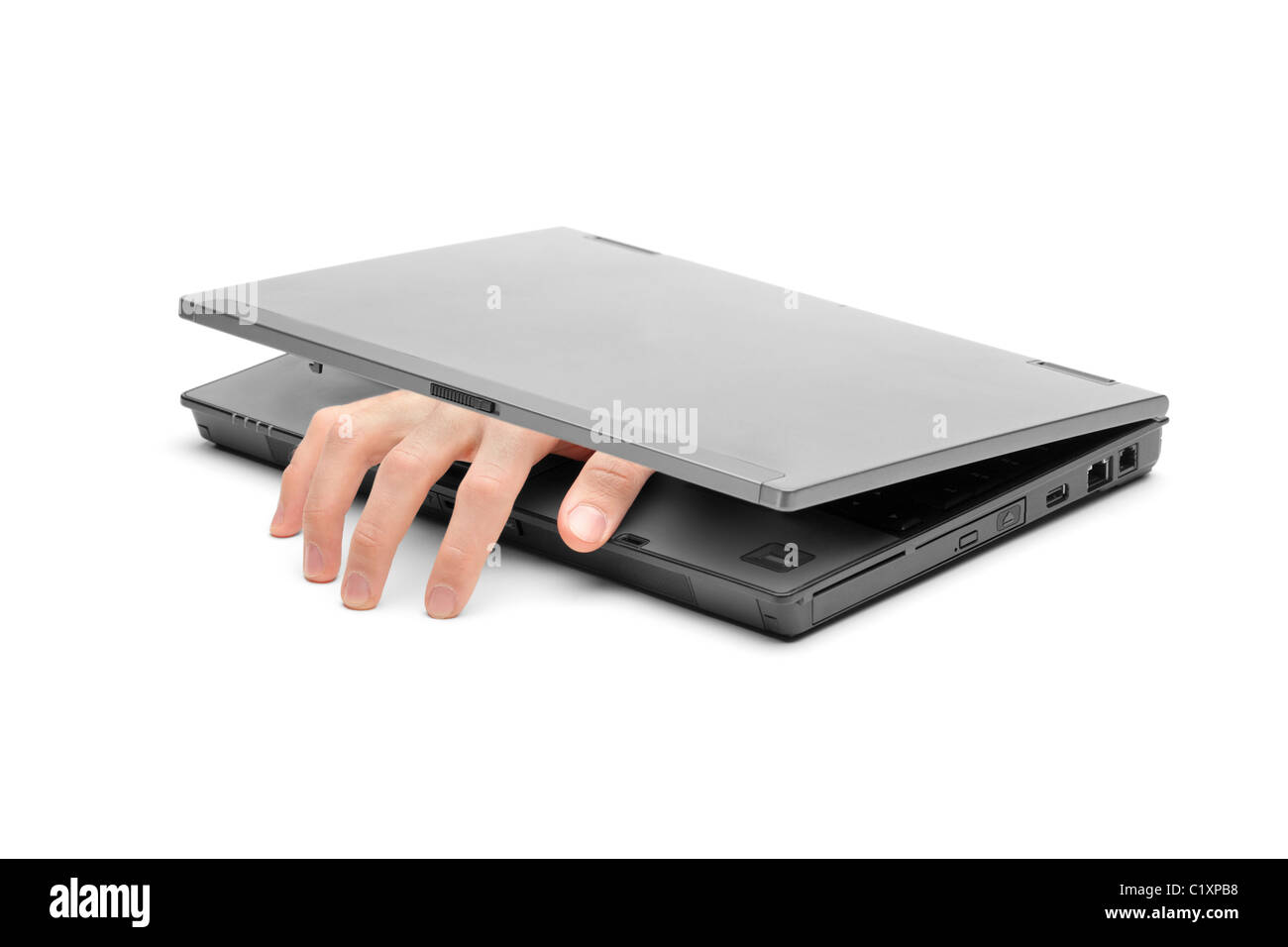 Hand reaching out computer monitor hi-res stock photography and images ...