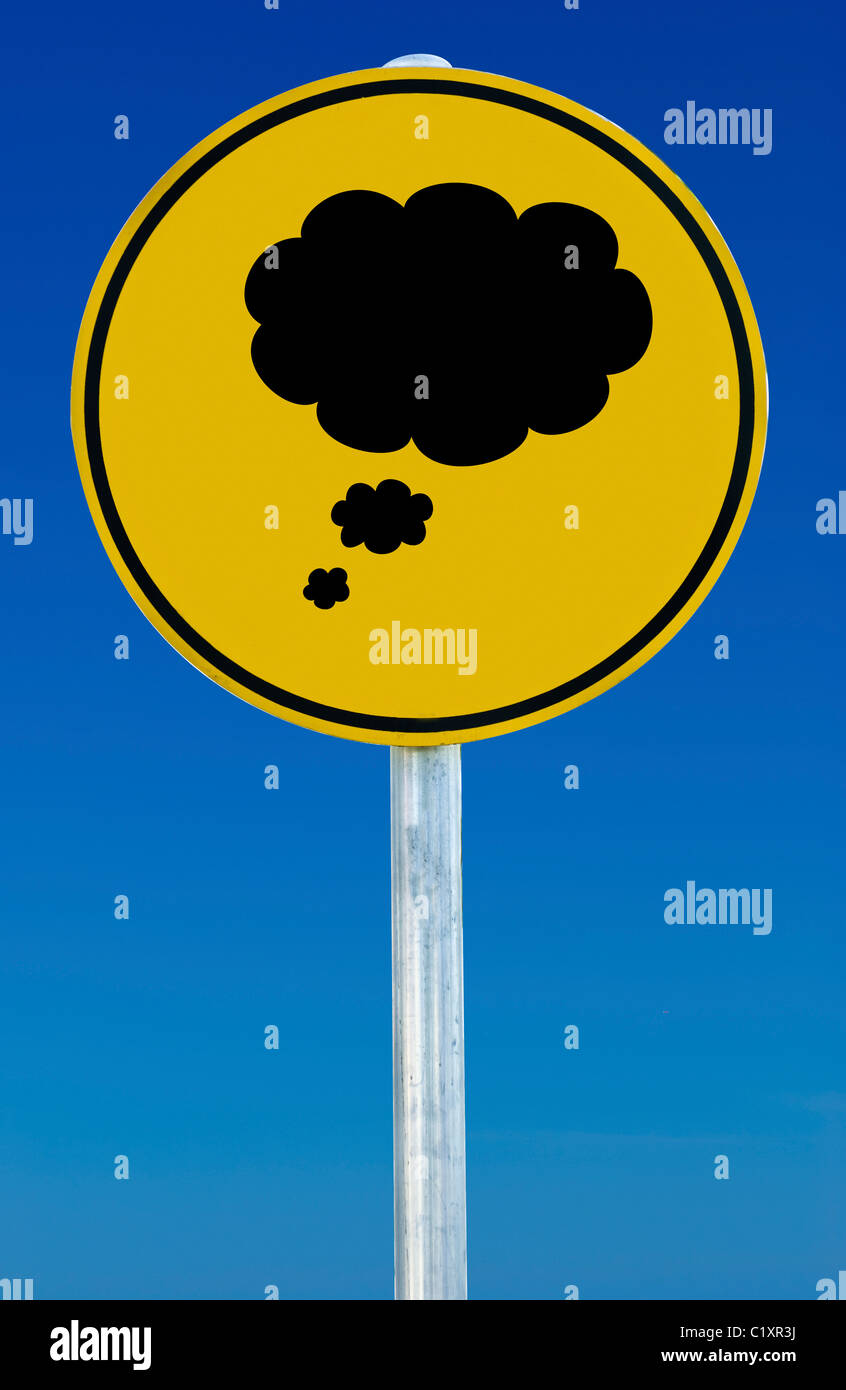 A thought sign isolated on a blue graduated sky Stock Photo - Alamy