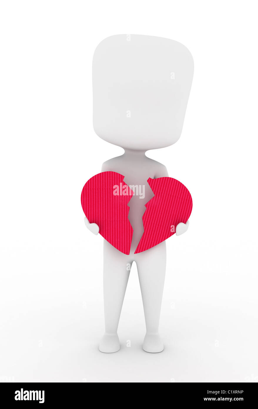 Illustration of a Man Holding a Broken Heart Stock Photo - Alamy