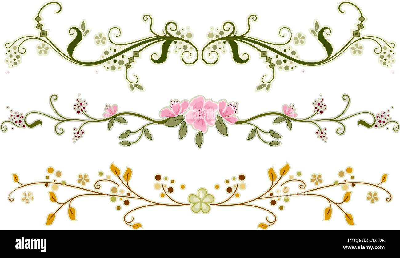 Illustration of Floral Ornaments with Different Designs Stock Photo - Alamy