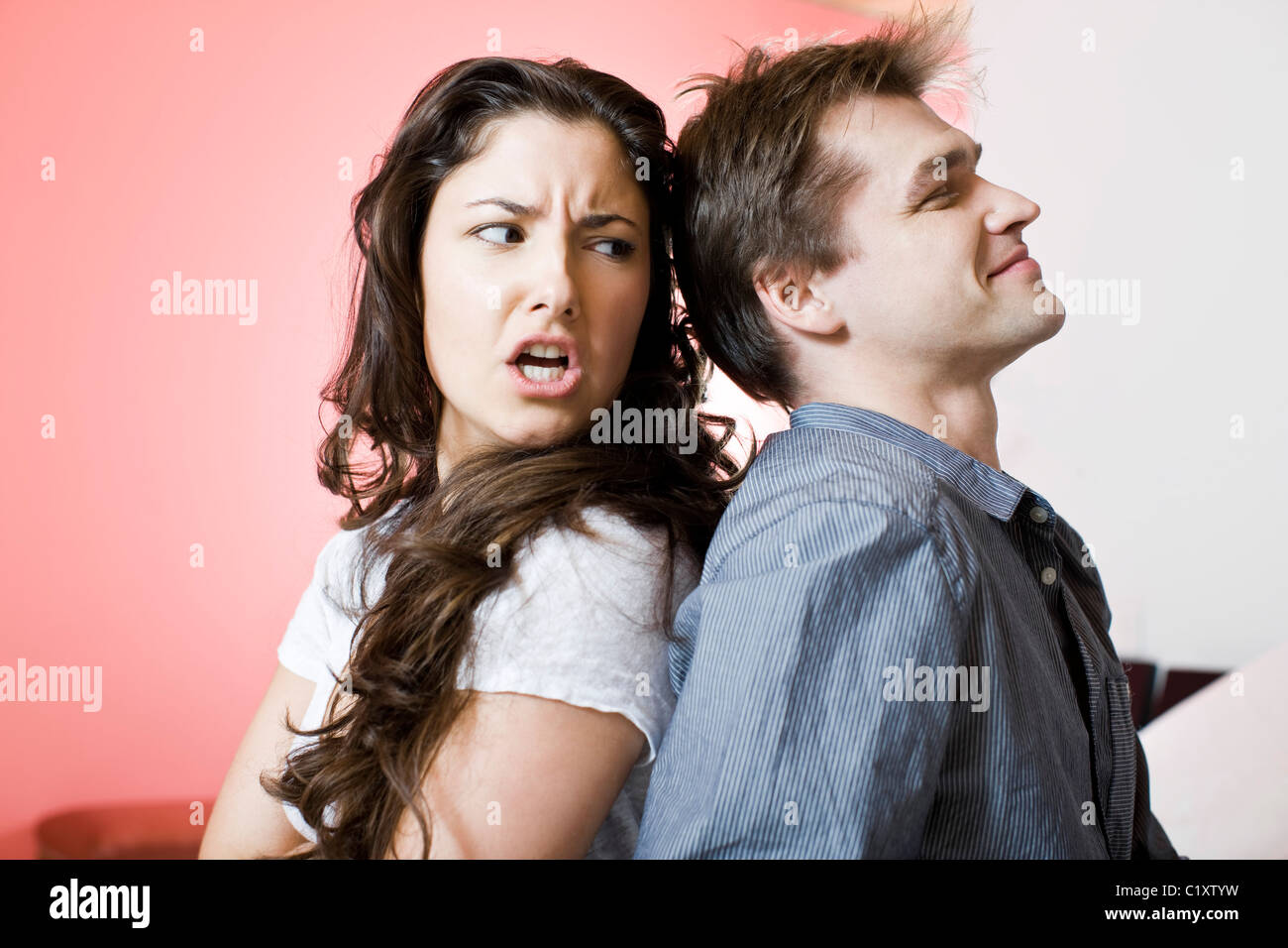 Woman arguing with man about noise hi-res stock photography and images ...