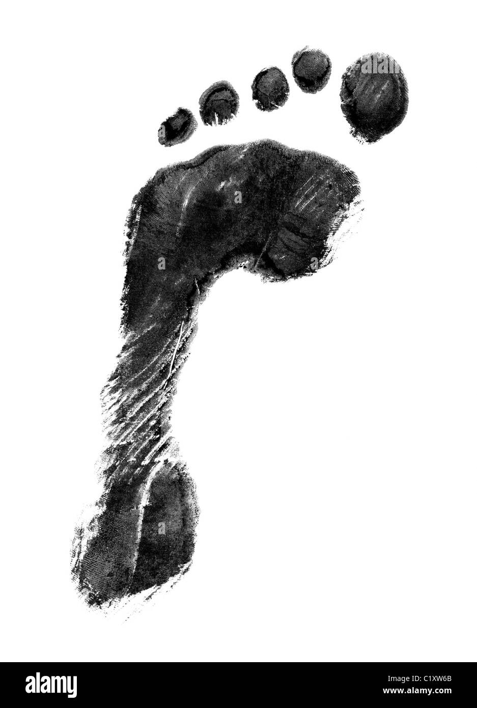 A black ink print of a left foot Stock Photo - Alamy
