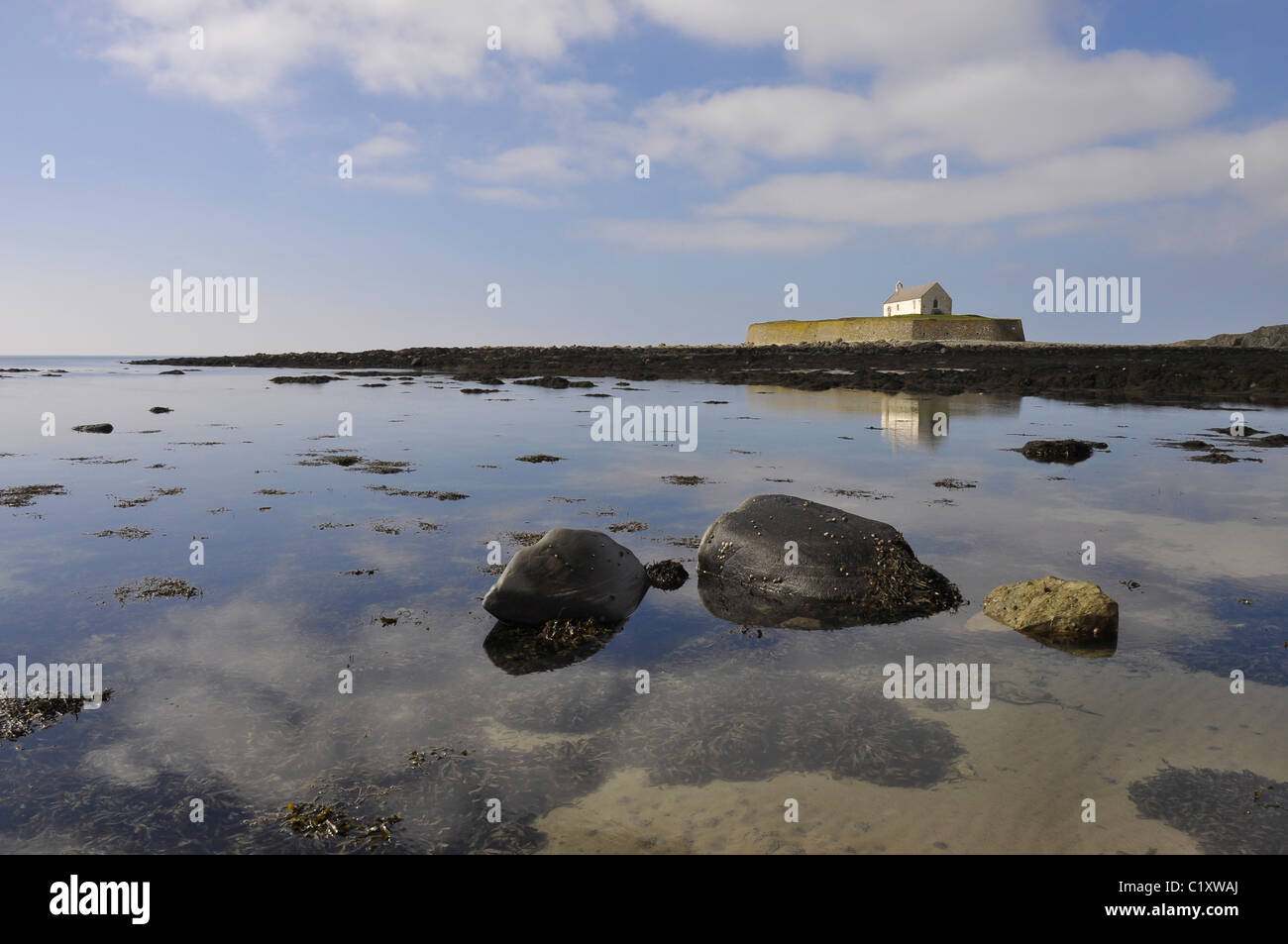 St Cwyfans 13th Century Church near Aberffraw on Anglesey North Wales ...