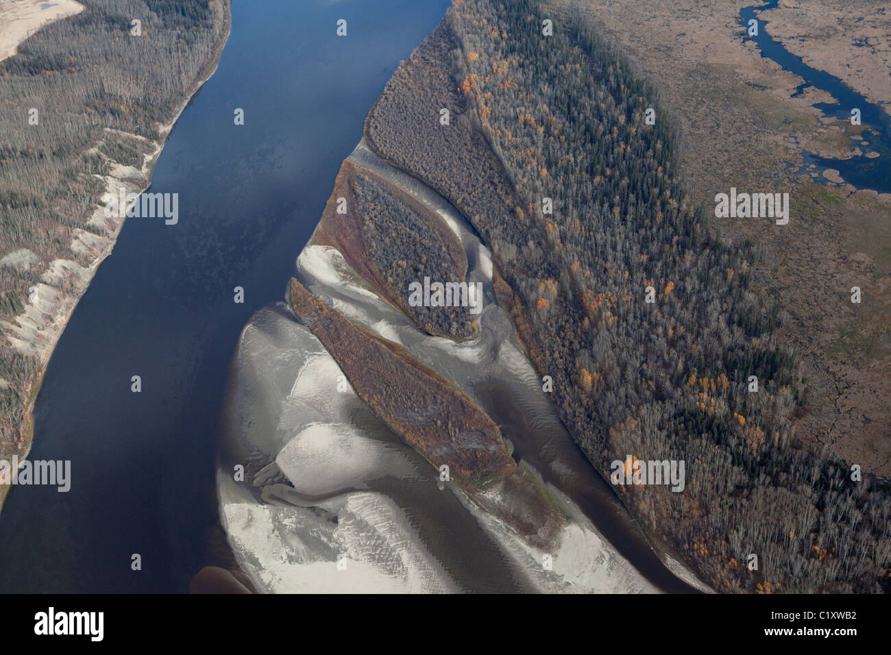 Aerial View of the boreal forests running through Tar Sands, Fort ...